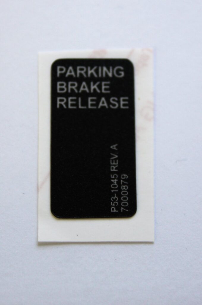 Parking Brake Release Decal P53-1045 - Kenparts